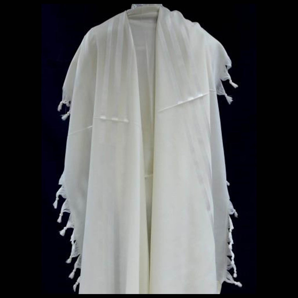 Basic white stripe Tallit Gadol – PtilTekhelet
